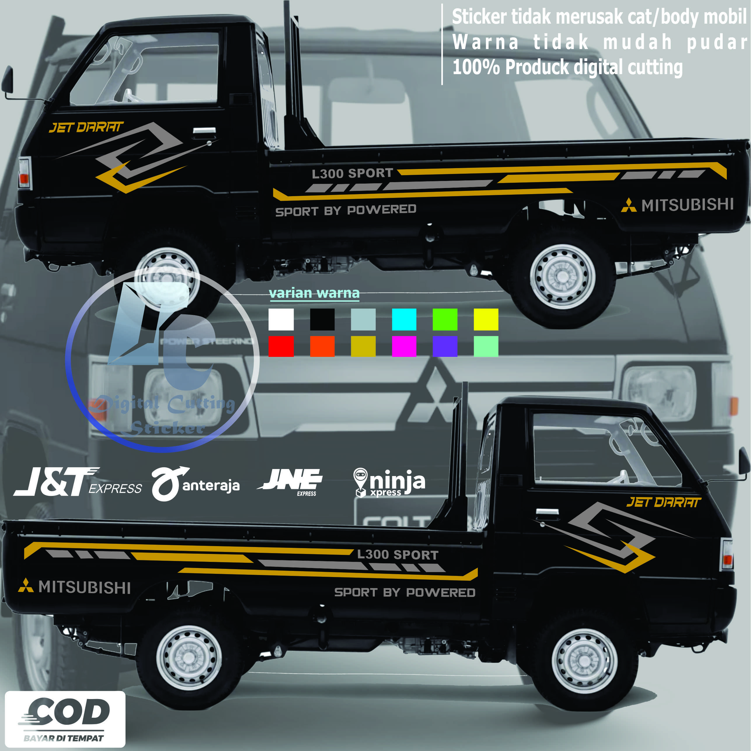 STICKER MOBIL PICK UP L300 JET DARAT STICKER CUTTING LIST BODY SAMPING ...