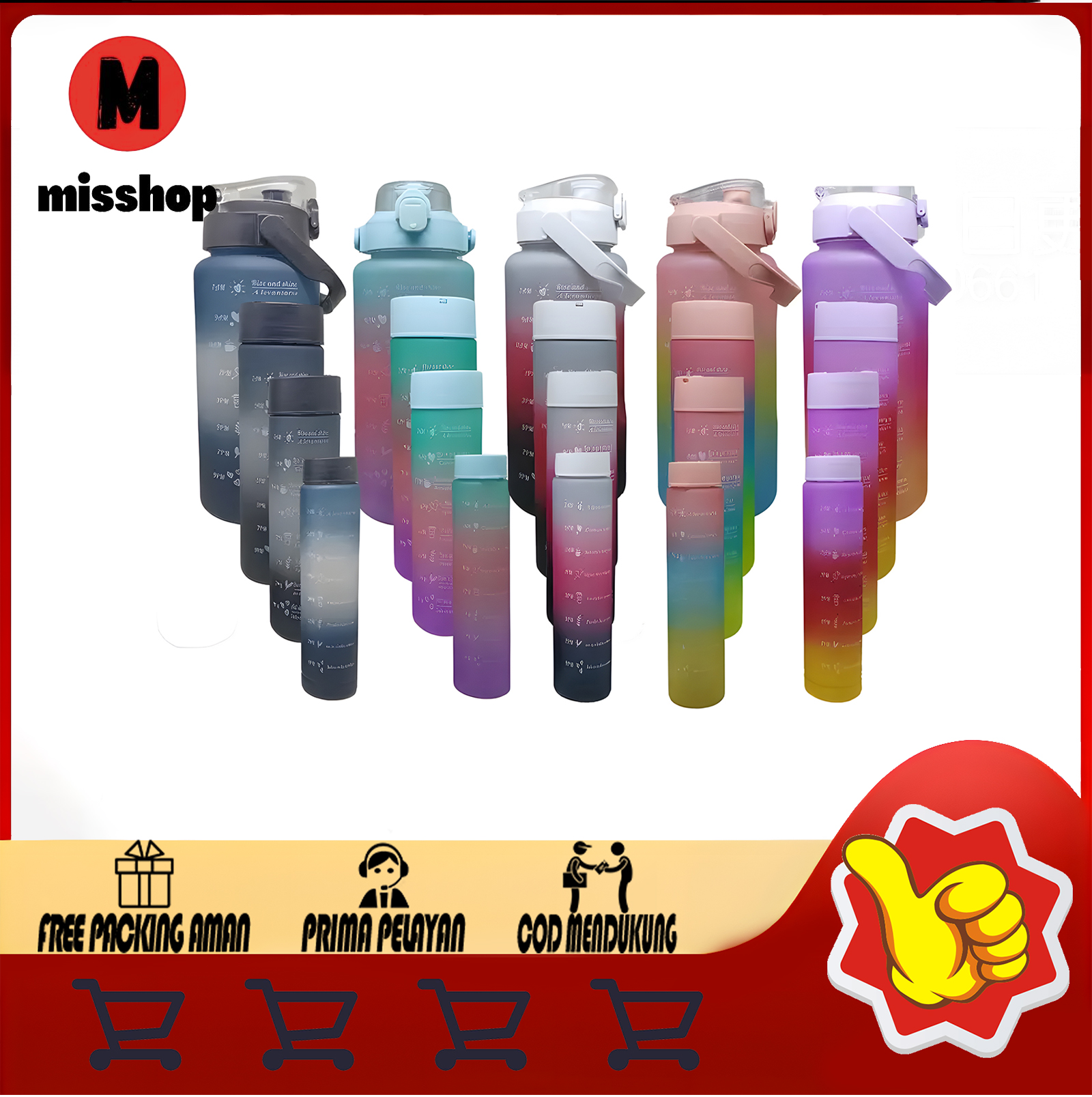 (MS) Botol beranak 4in1, botol 2 liter+1000ml+500ml+300ml, botol viral set free stiker | Lazada ...