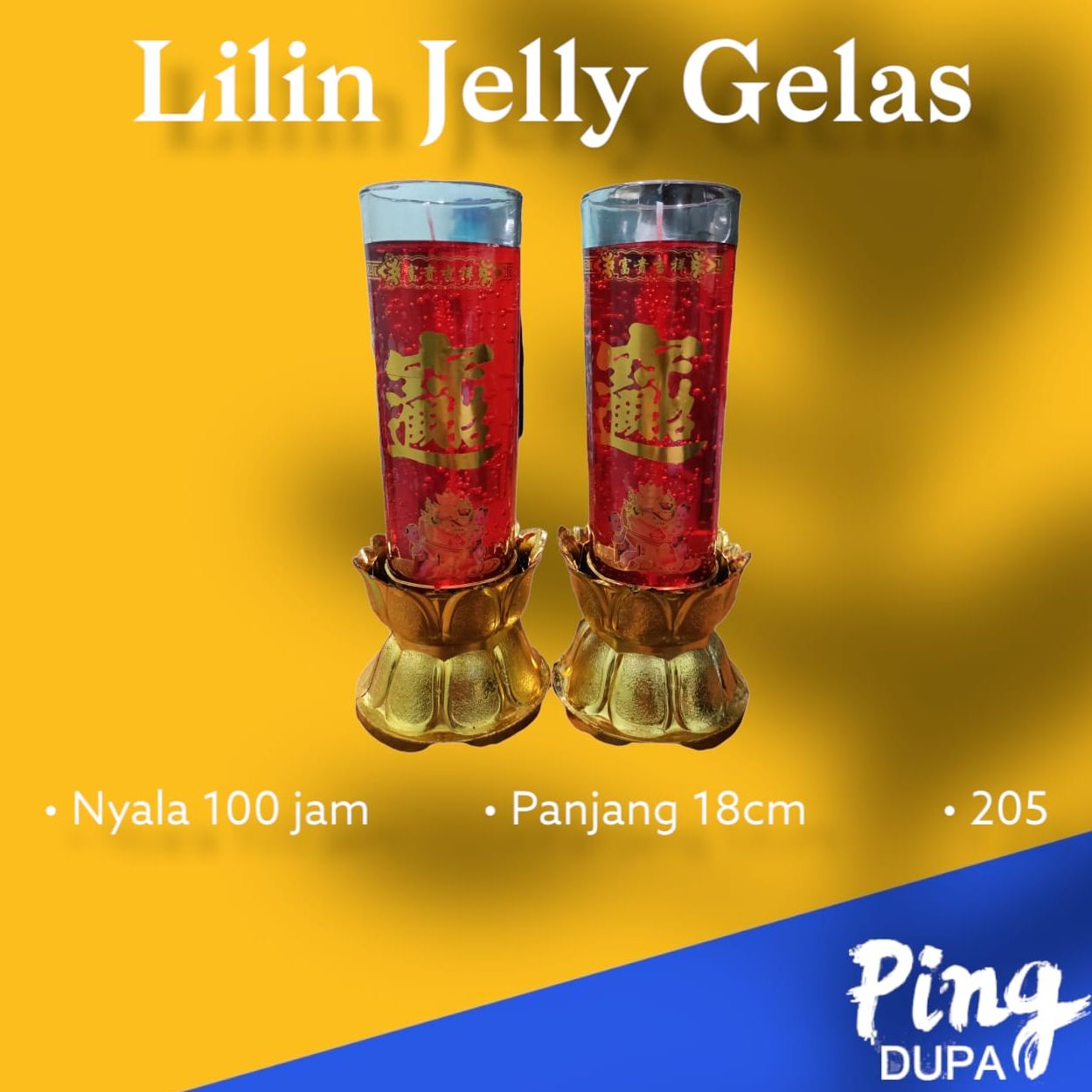 Lilin Jelly Gelas Sepasang Nyala 78 jam no 205 Ukuran 18cm Warna Merah ...