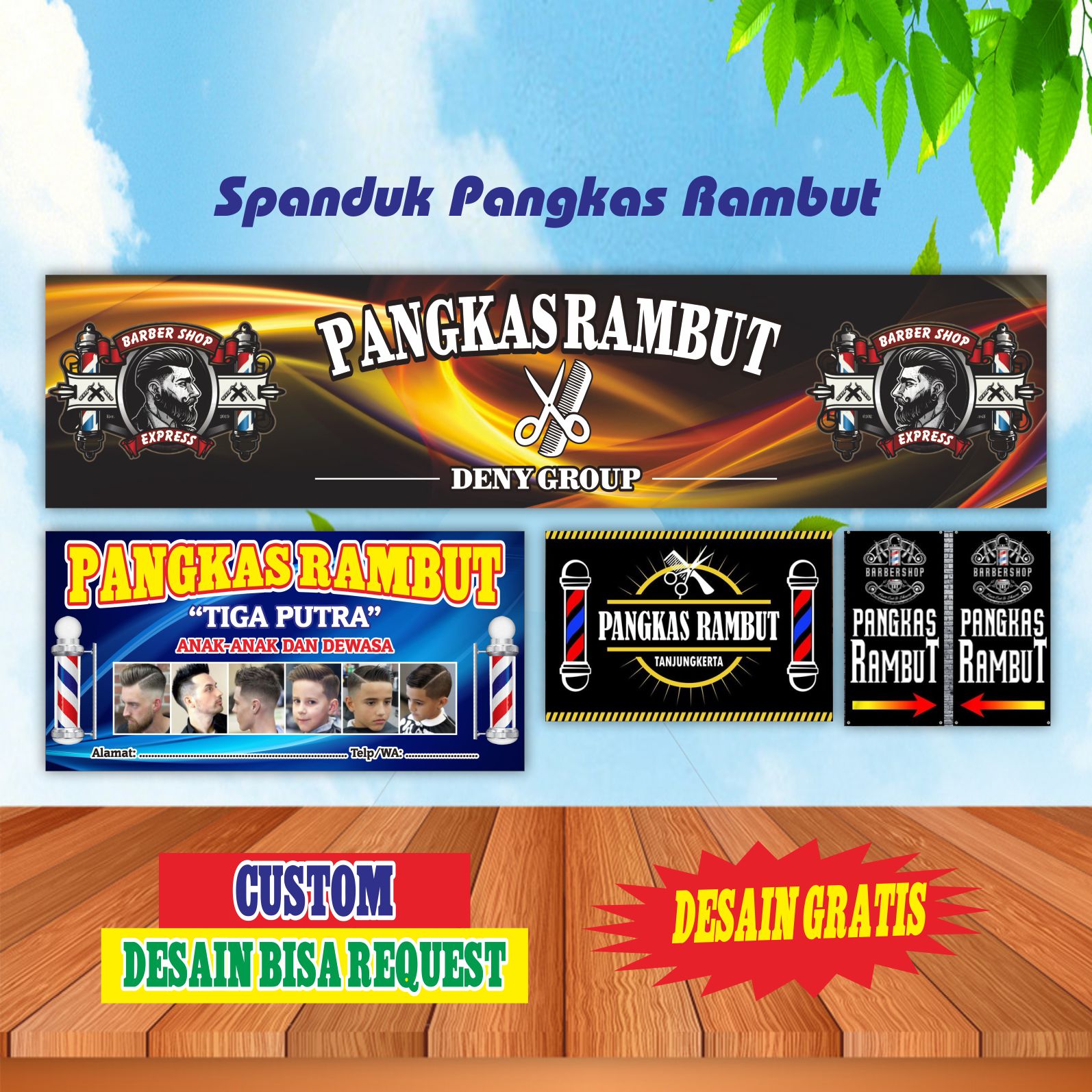 Banner Spanduk Pangkas Rambut Barbershop Pria Bisa Request Desain ...
