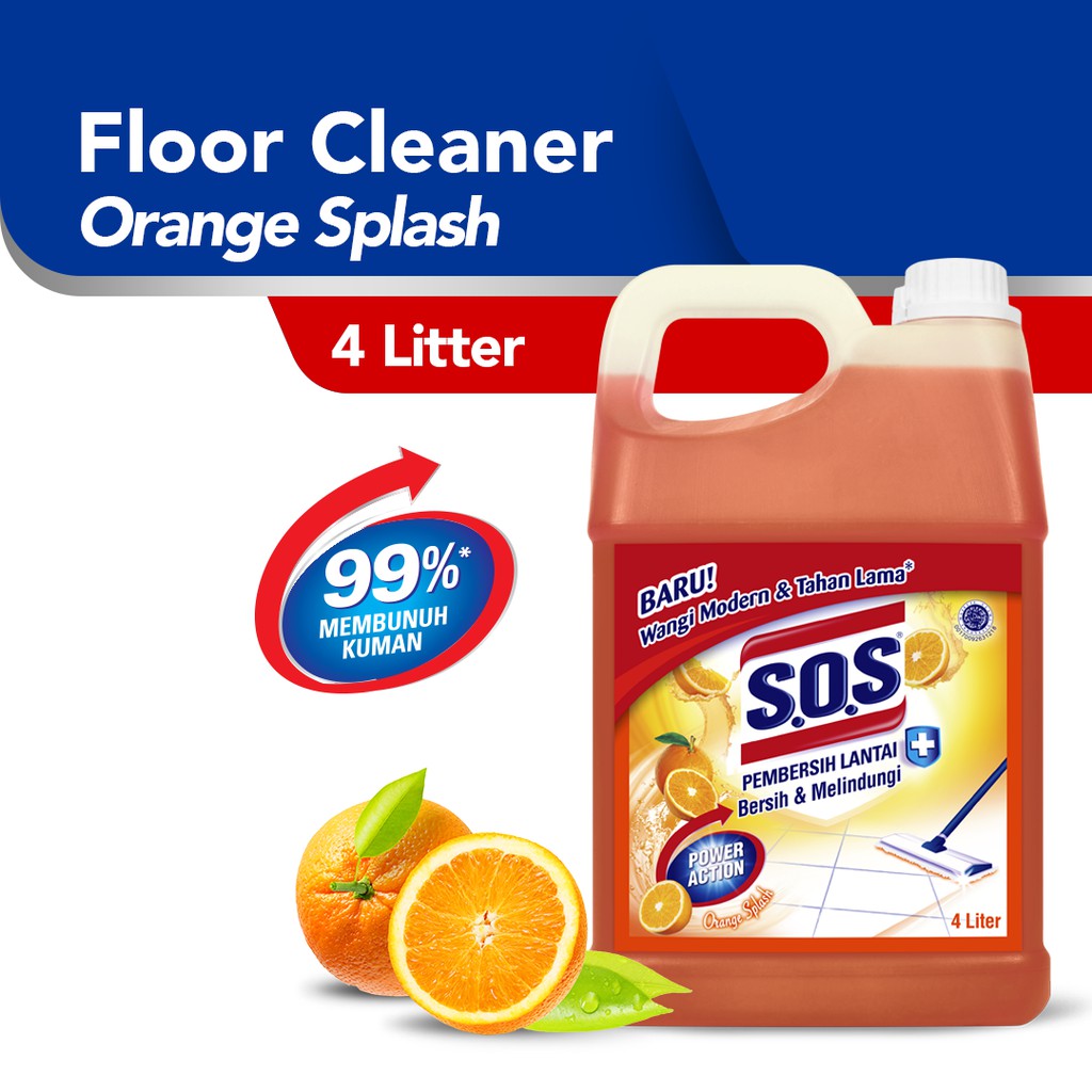 SOS Pembersih Lantai Orange 4 Liter Jerigen - SOS Floor Cleaner Ref 4L | Lazada Indonesia