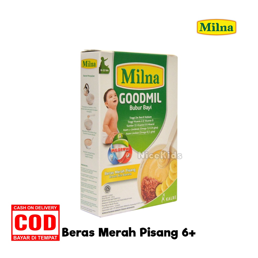 Milna Goodmil Bubur Bayi 6+ Rasa Beras Merah Pisang Kemasan 120 gr ...