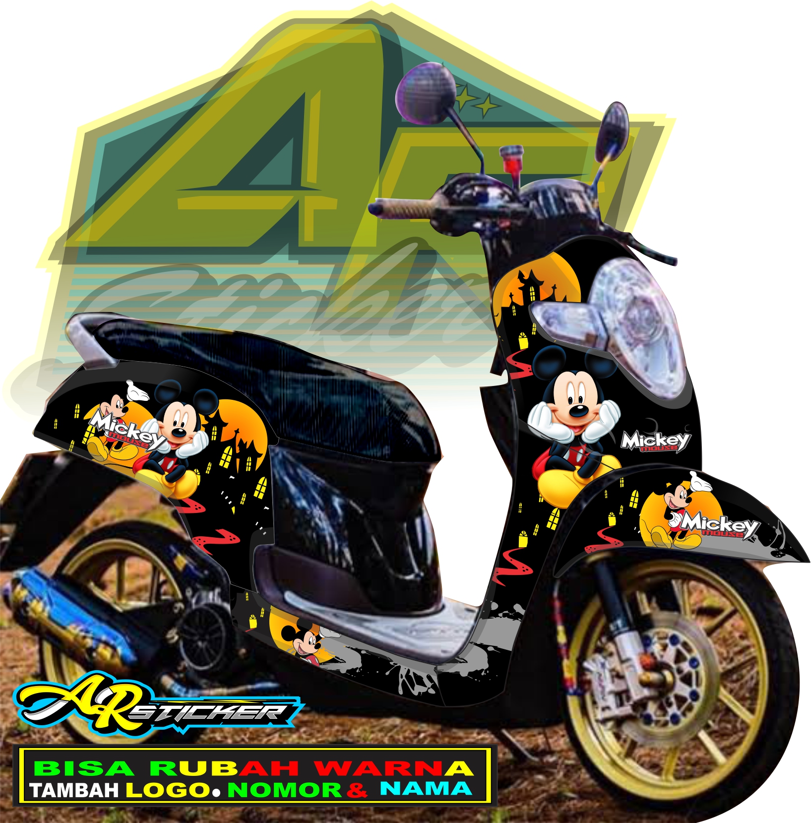 Decal scoopy Mickey Mouse Stiker Scoopy full body Full Blok Decal Scopy ...