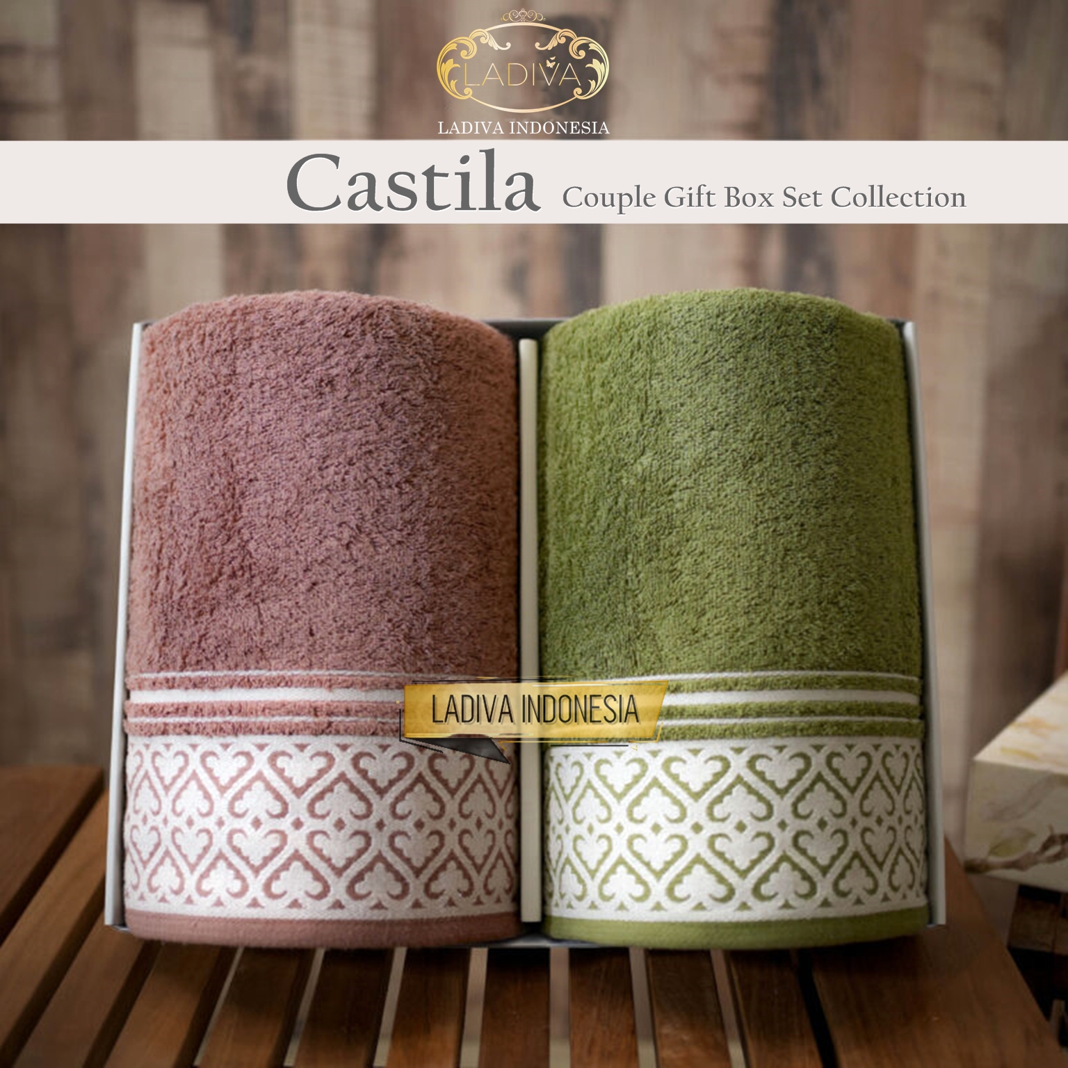 LUXURY GIFT BOX SET - Towel COUPLE with Custom BORDIR CASTILA Series ...