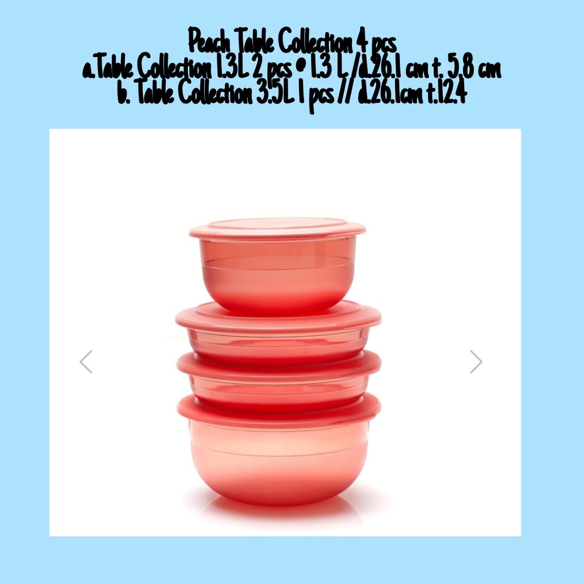 Tupperware Peach Table Collection 4 pcs. Panci set , table collection ...