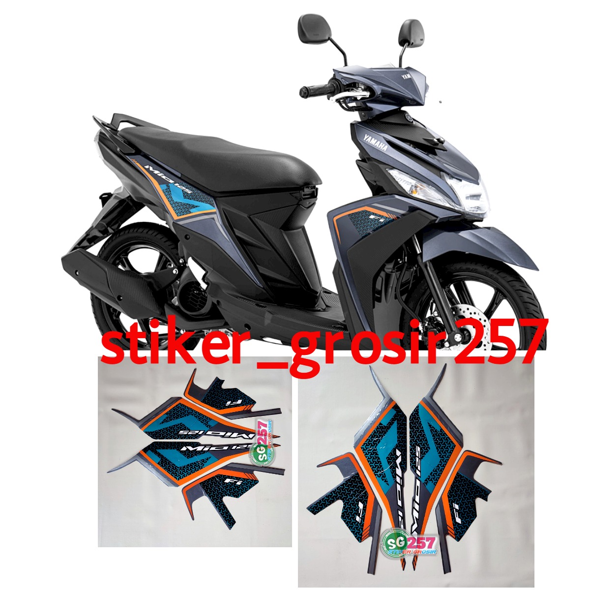 STIKER STRIPING & LIS BODY MIO M3 125 2019 2020 ABU CORAK OREN STANDAR ...