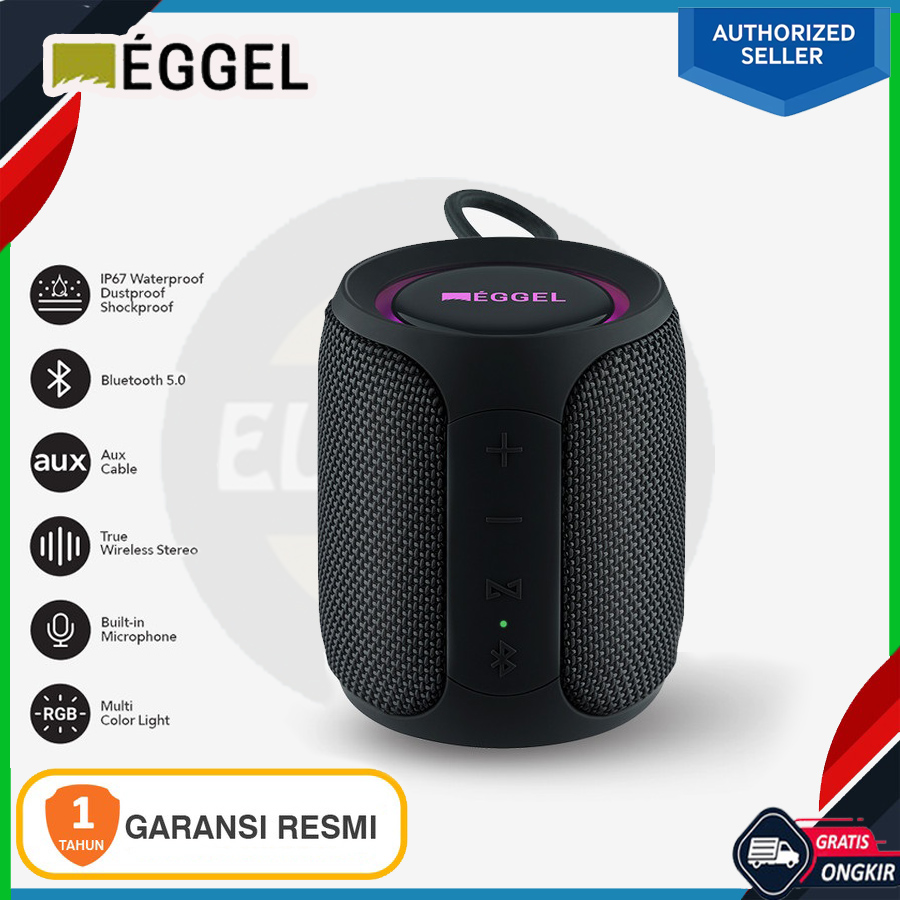 Eggel Terra 3 Mini 360 Waterproof Bluetooth Speaker with LED Lights ...