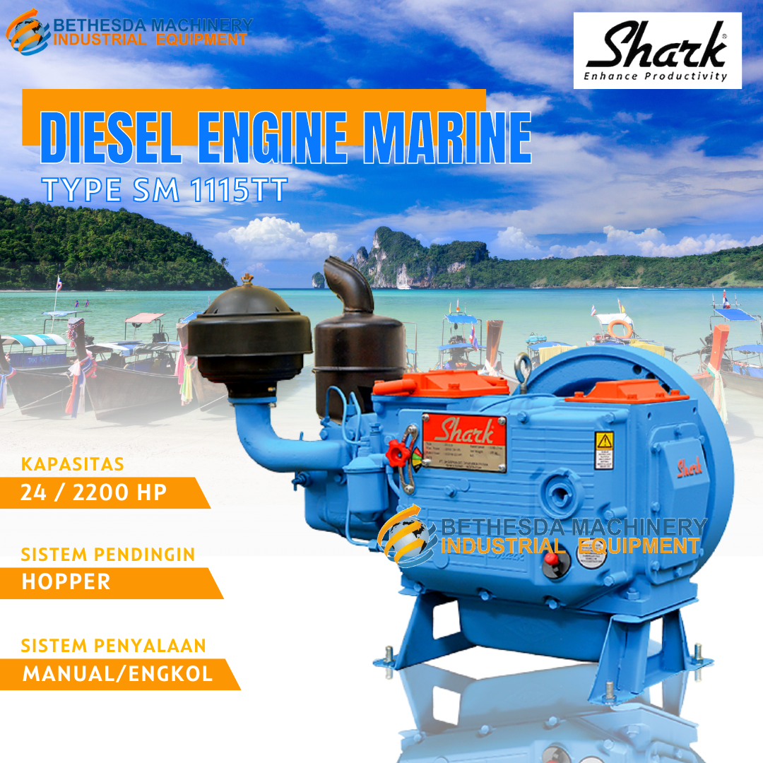 Mesin Diesel 24pk 24hp engine marine Shark SM 1115TT - 24 PK hopper ...