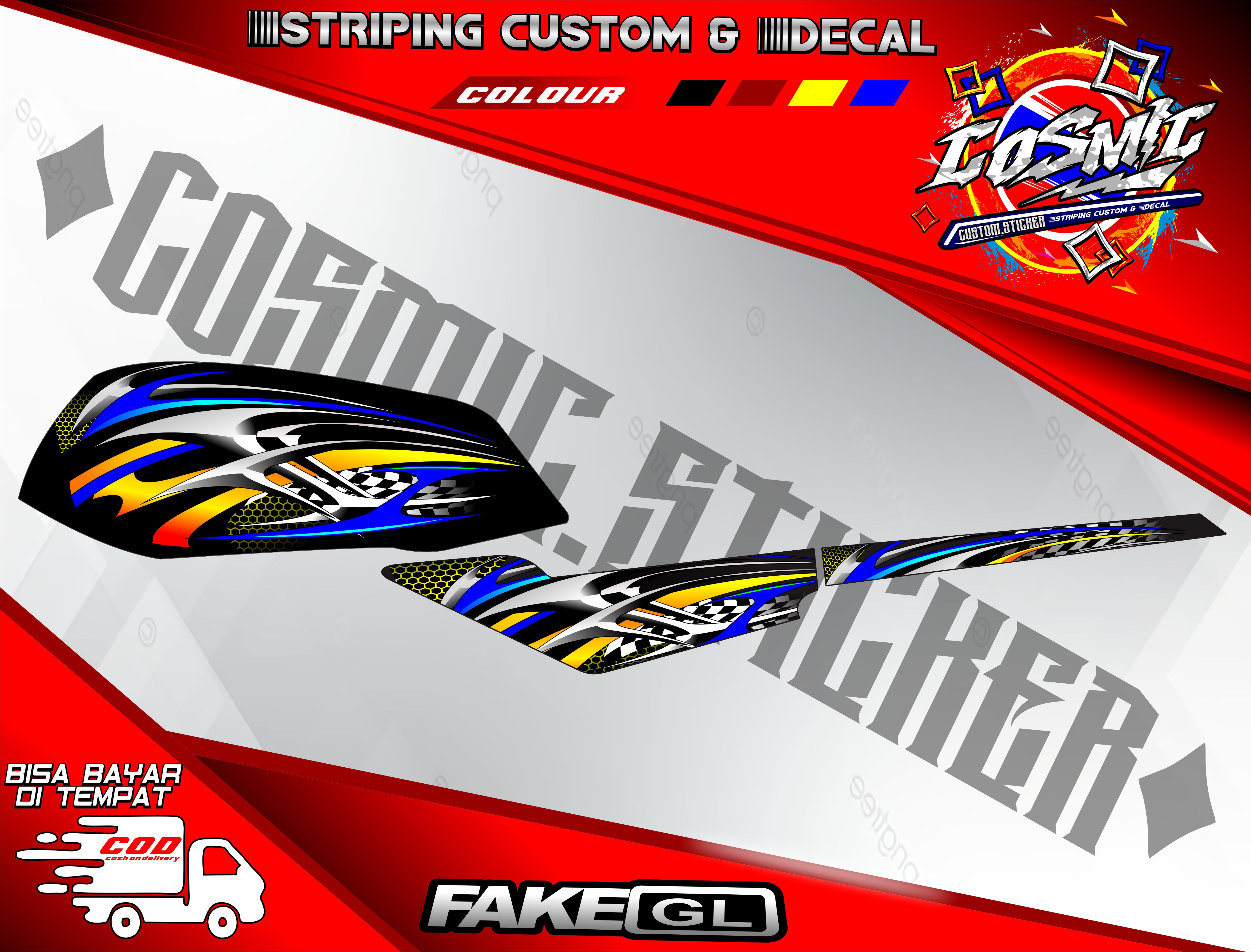 STIKER STRIPING GL DECAL STICKER LIS BODY VARIASI MOTOR HONDA GL 51 ...