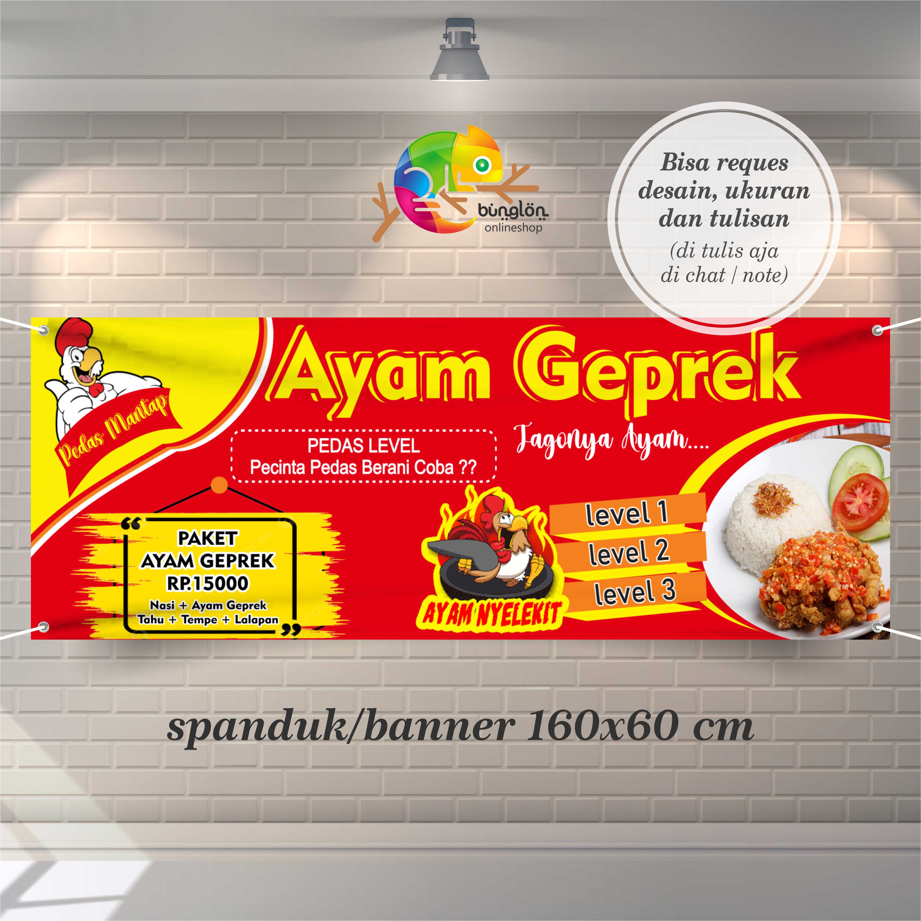 Spanduk Banner Ayam Geprek Free Custom Desain | Lazada Indonesia