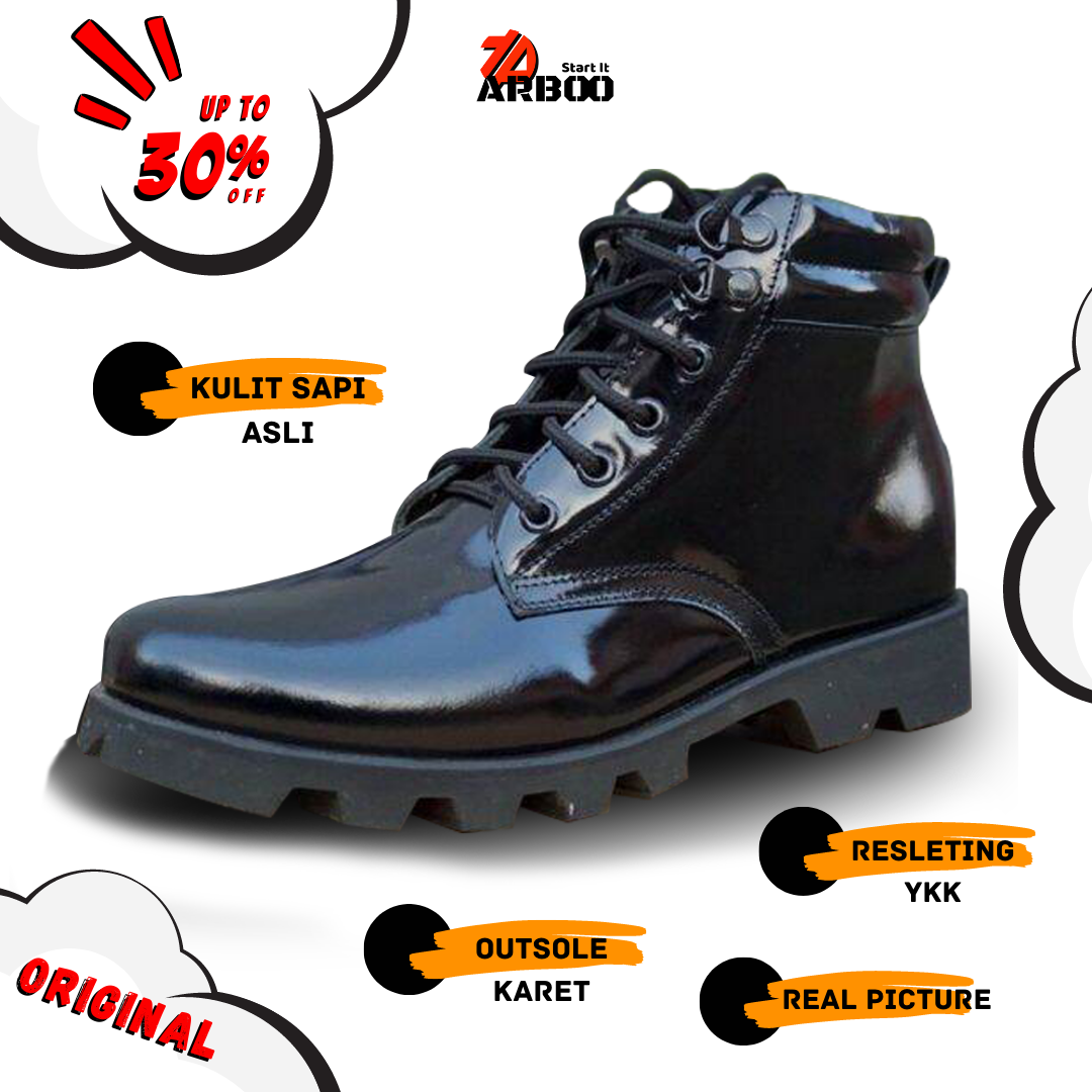 ArbooFootwear Sepatu PDH Dinas Perwira Kemhan Hitam Mengkilap Terbaru ...