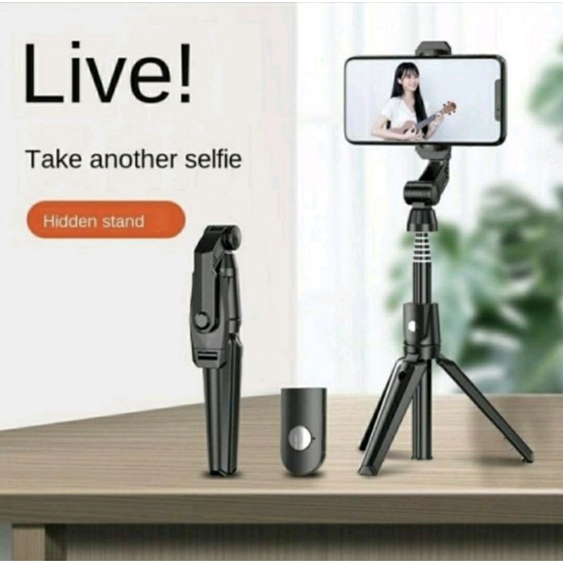 K21 Selfie Stick Tongsis Bluetooth Shutter Tripod Holder Selfie Stick