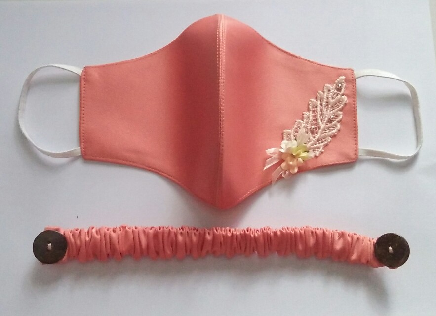 MASKER SATIN WARNA ORANGE PLUS HIASAN | Lazada Indonesia