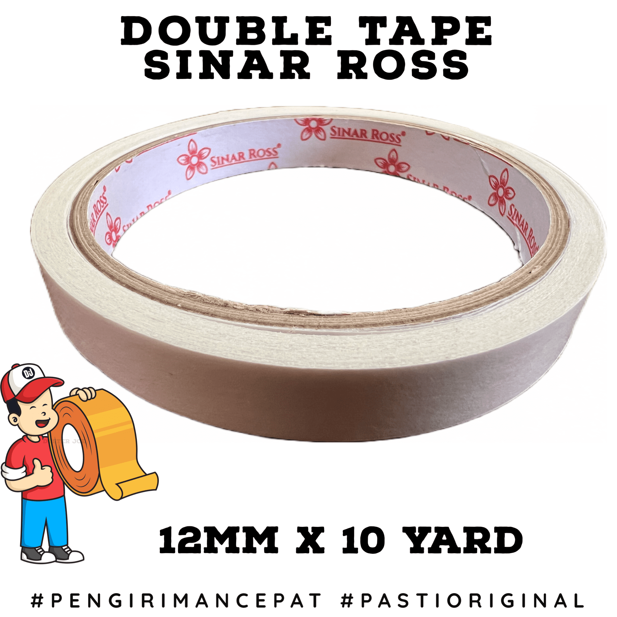 Double Tape Kertas 1/2 inch 12mm 10 Yard Sinar Ross PER 1 PCS | Lazada ...