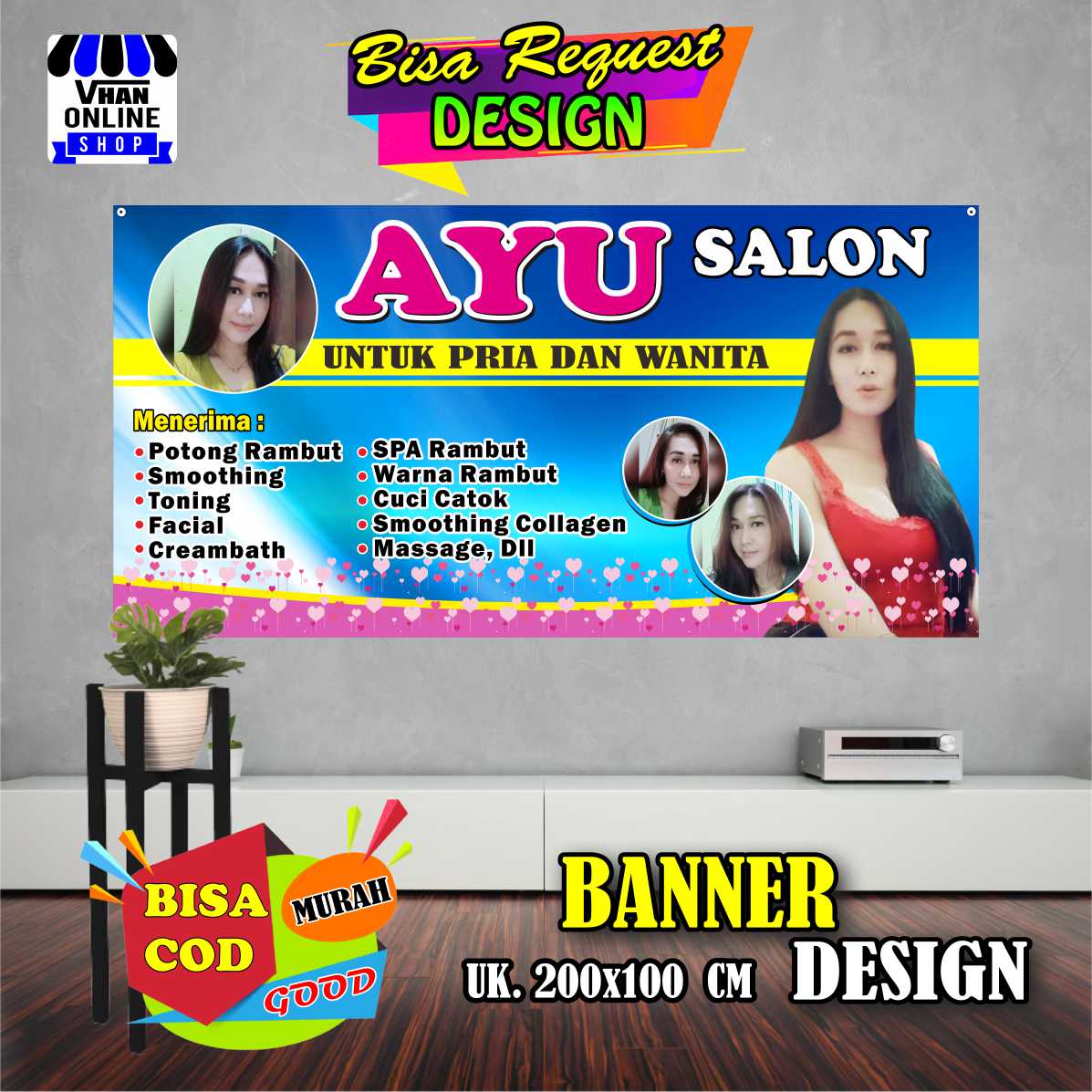 Spanduk Banner Salon Pria Dan Wanita, Banner Potong Rambut, Murah Bagus ...