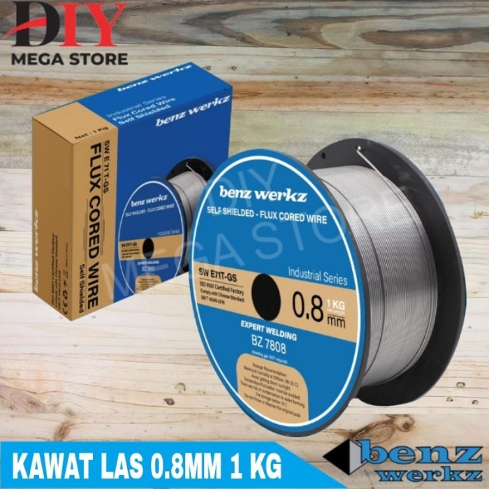 Kawat las flux core wire tanpa gas CO2 Mig Wire 0.8mm 1 kg BZ-7808 0.8 mm benz werkz | Lazada ...