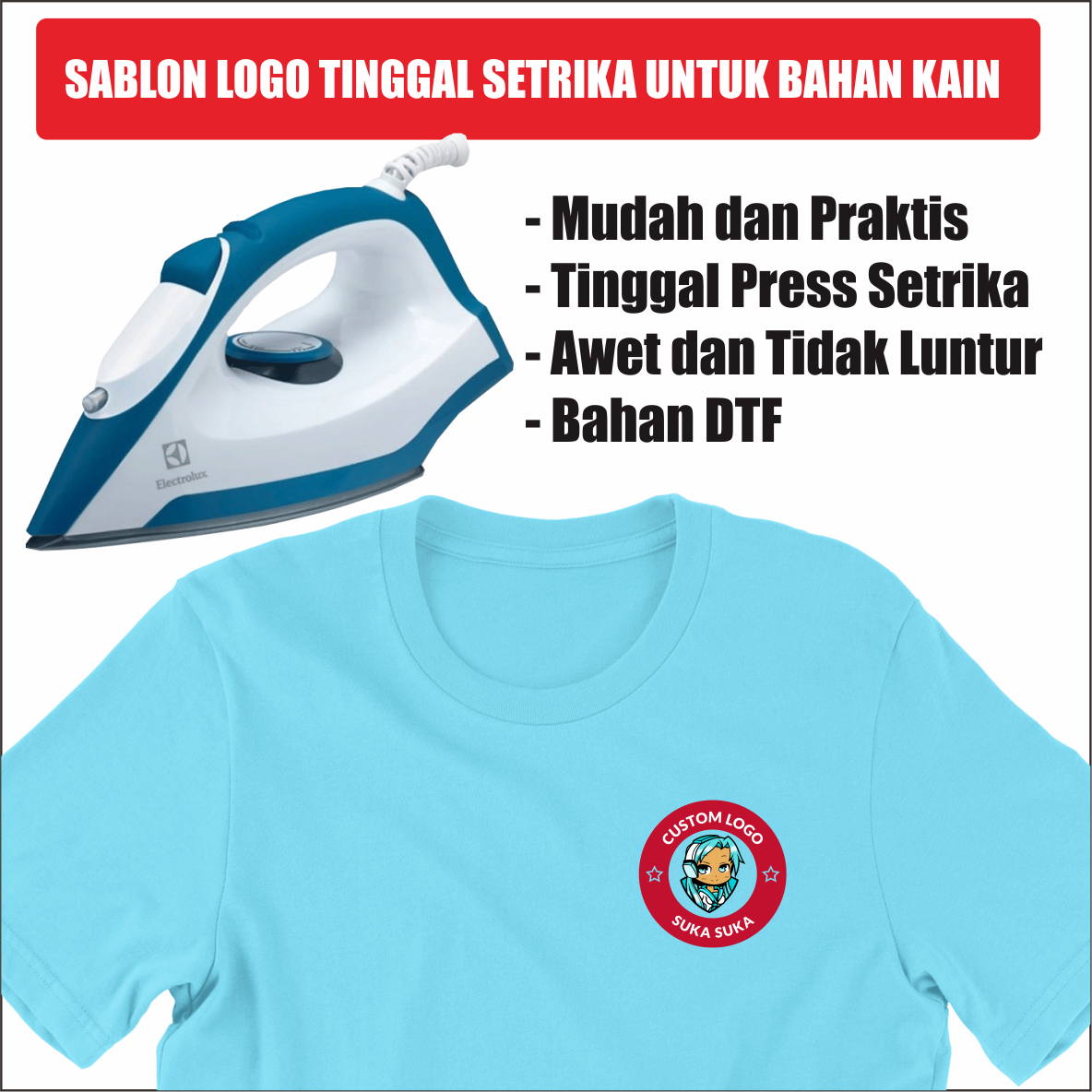 BA158 Sablon Logo Setrika Bisa Custom Logo Sendiri Tinggal Tempel Pakai ...