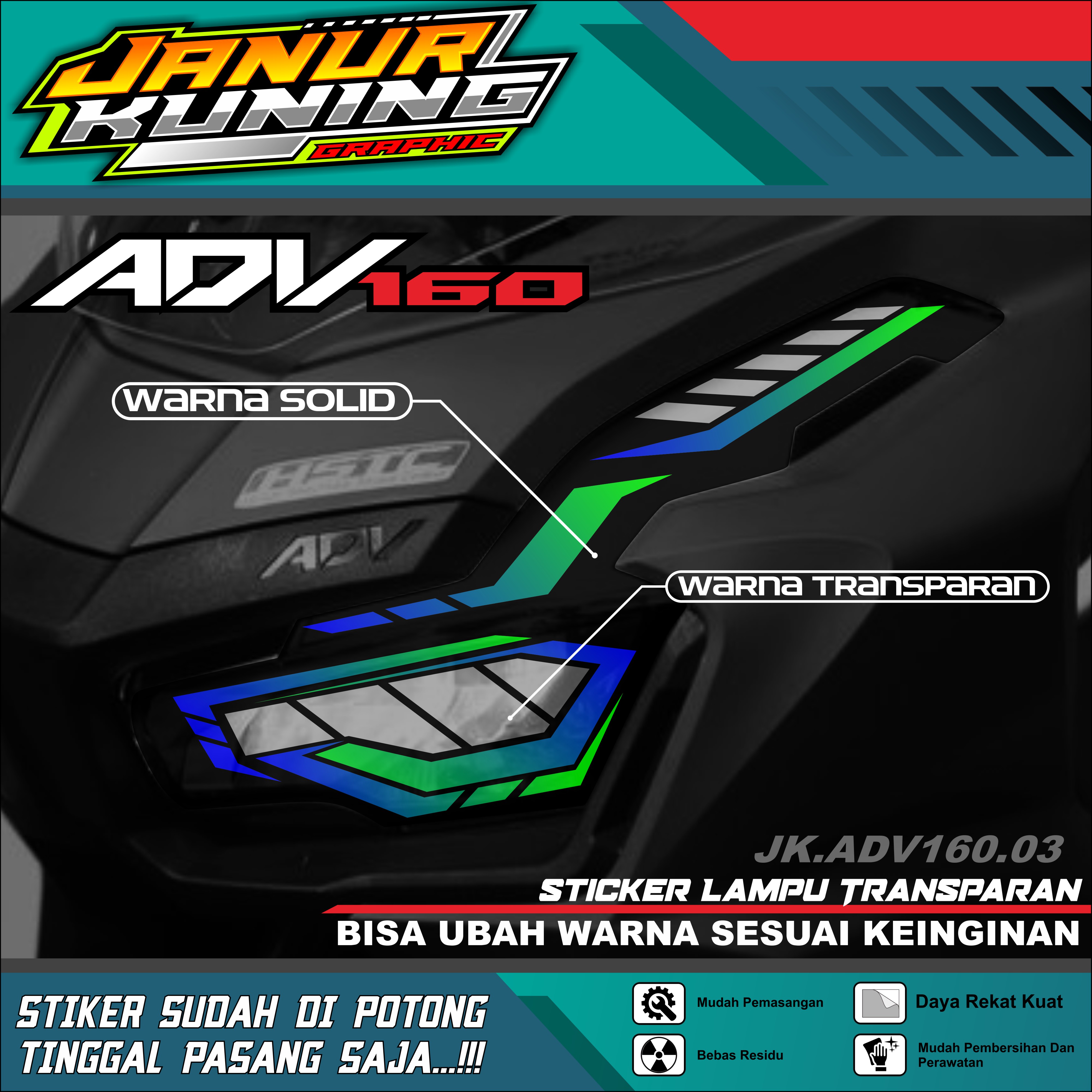 STIKER Alis lampu ADV 160/ variasi list mata lampu, list lampu motif VIRAL Terbaru/ ADV 160.Vol ...