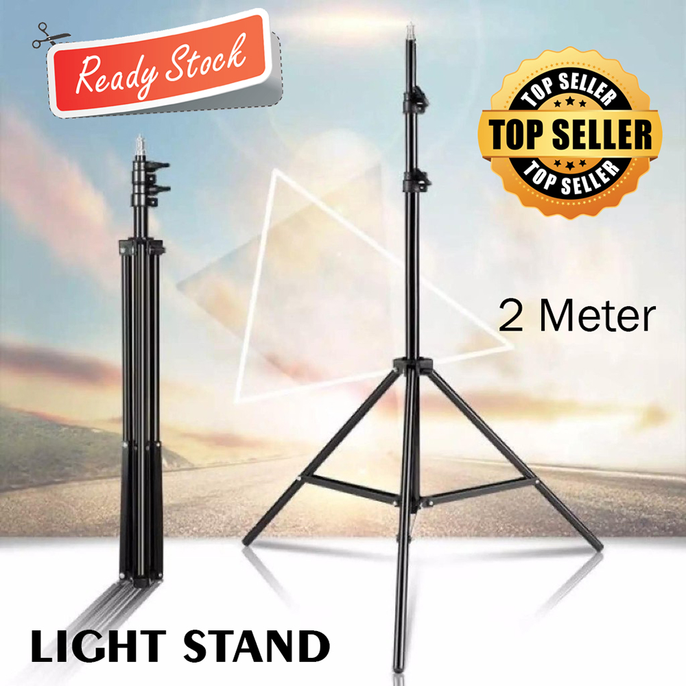 Portable Light Stand Tripod 200cm 16mm 1/4 Thread 3 Section Tiang ...