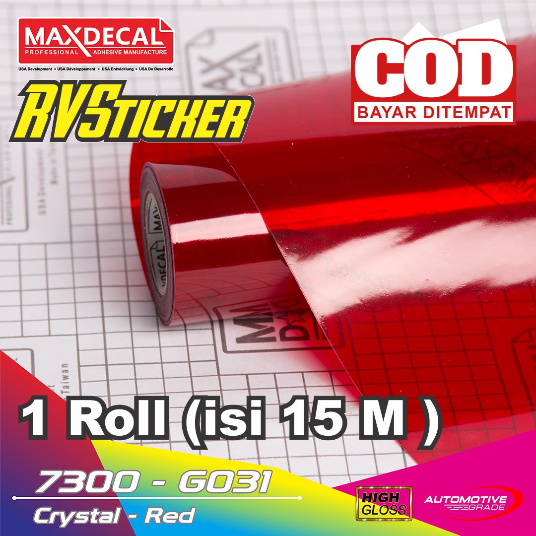 ROLL, Skotlet lampu MerahTransparan Maxdecal 1 roll isi 15 meter ...