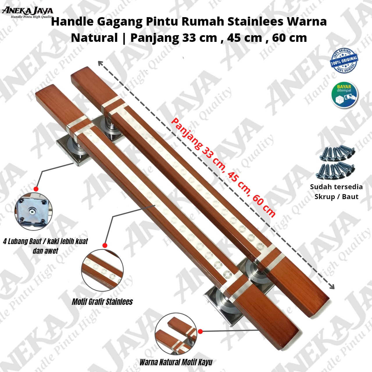 handle pintu rumah 2 pintu Panjang 33 cm 45 cm 60 cm / handle pintu ...