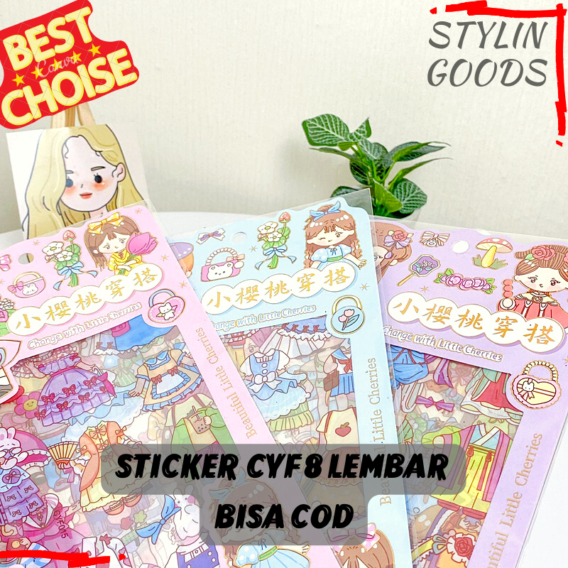 8 LEMBAR STICKER CYF / STIKER TEMPEL TRANSPARAN ANTI AIR DENGAN MOTIF ...