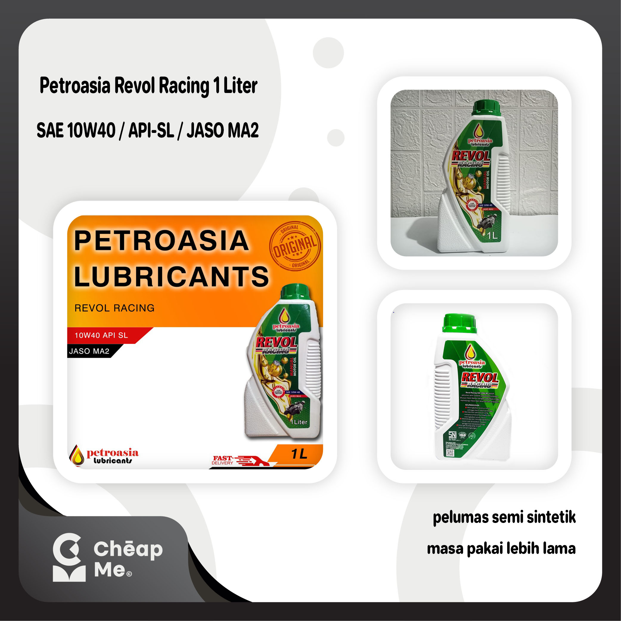 Oli Motor Petroasia Revol Racing SAE 10W40/API-SL/JASO MA2 1 Liter SNI / Petroasia Cairan Racing ...