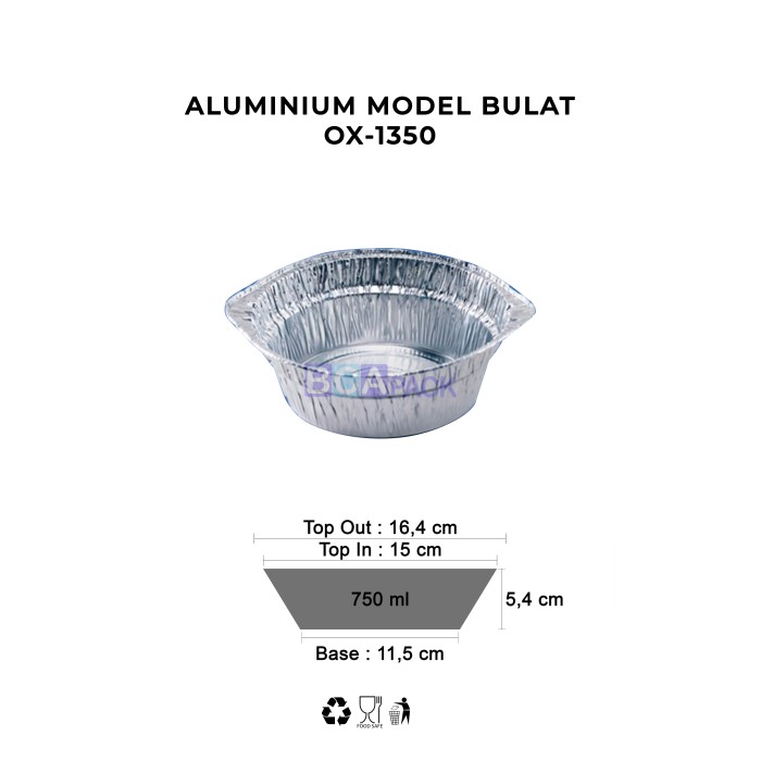 ALUMINIUM MODEL BULAT OX-1350 - WADAH ALUMINUM FOIL BULAT OX 1350 ...
