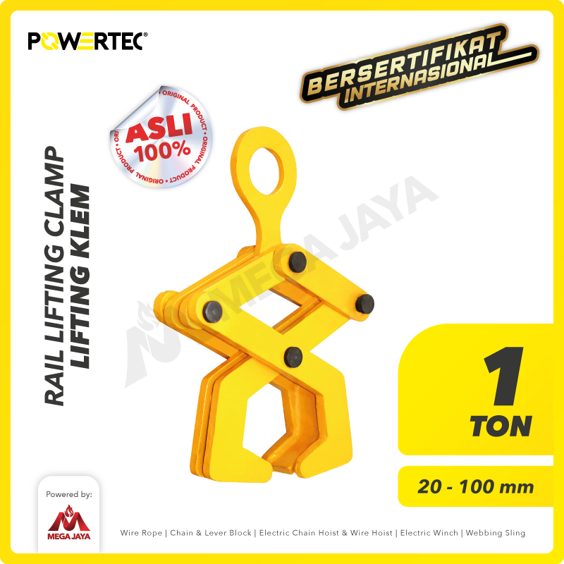 POWERTEC Rail Lifting Clamp / Klem Angkat Rel Kereta Balok 1 Ton ...