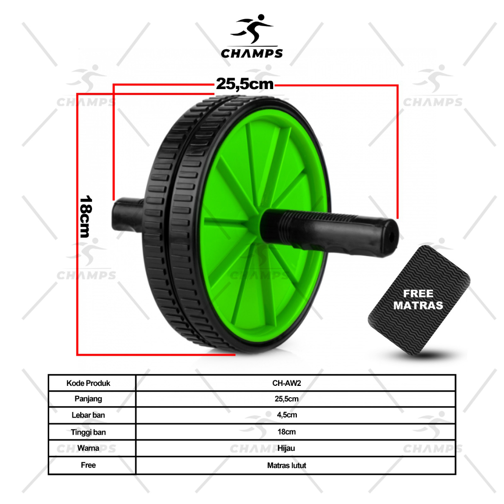 Champs Ab Roller Alat Push Up Roller Abdominal Trainer Roda Fitness ...
