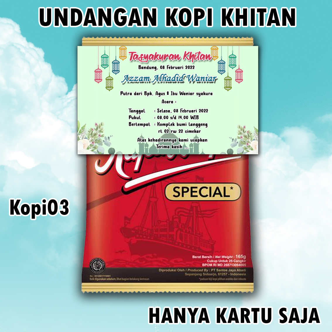 ( 50 PCS ) UNDANGAN KOPI KHITAN 03 UNDANGAN KOPI VIRAL UNDANGAN MASAKO ...