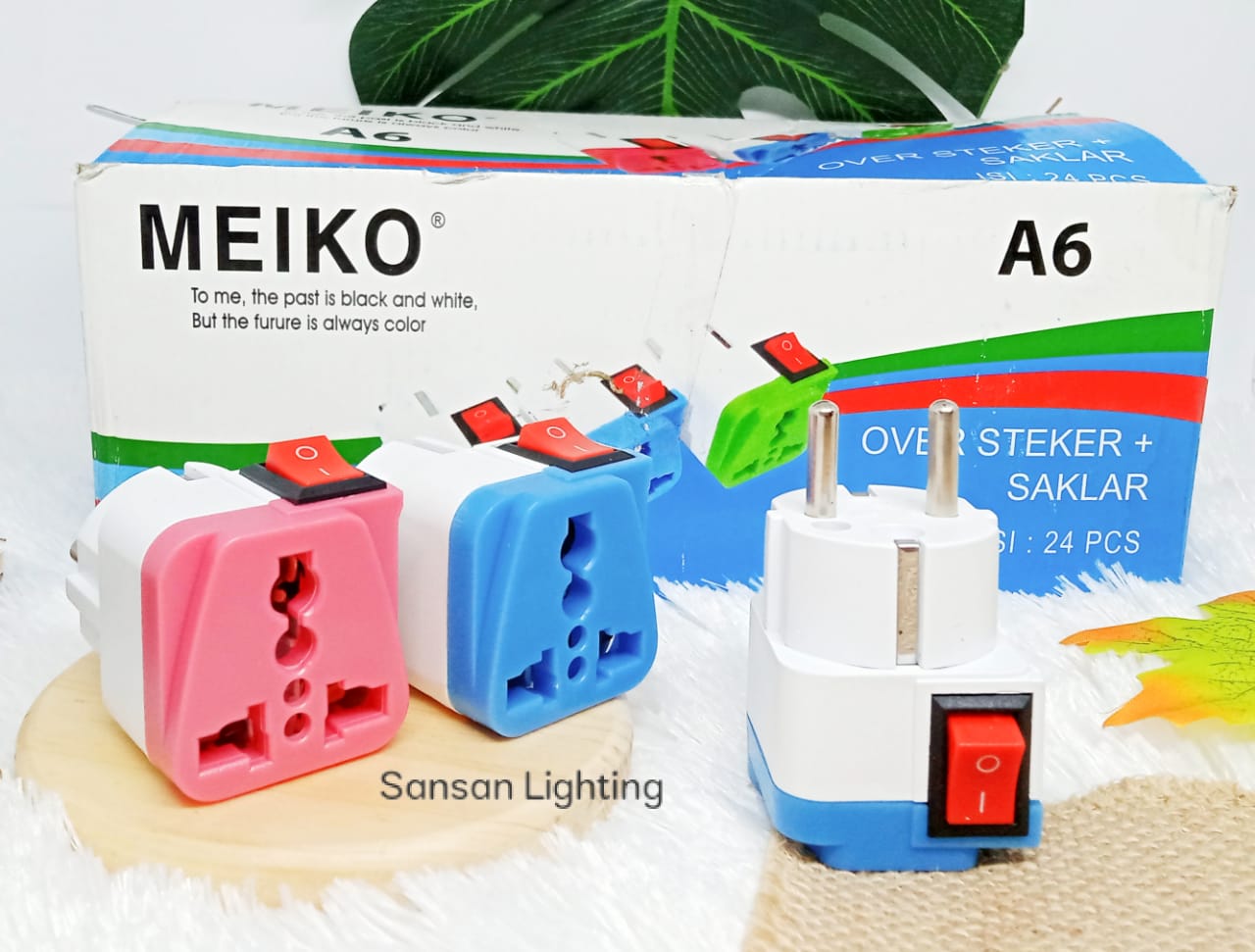 STEKER SERBAGUNA + SWITCH Over Steker + Saklar A6 Meiko | Lazada Indonesia