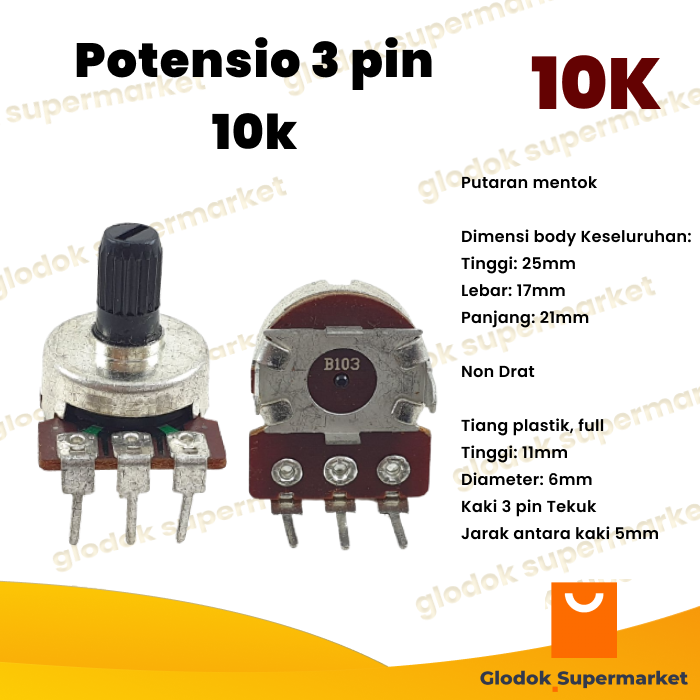 Potensio 3 pin 10k Mono Kaki 3 Tekuk Volume Mixer 103 | Lazada Indonesia