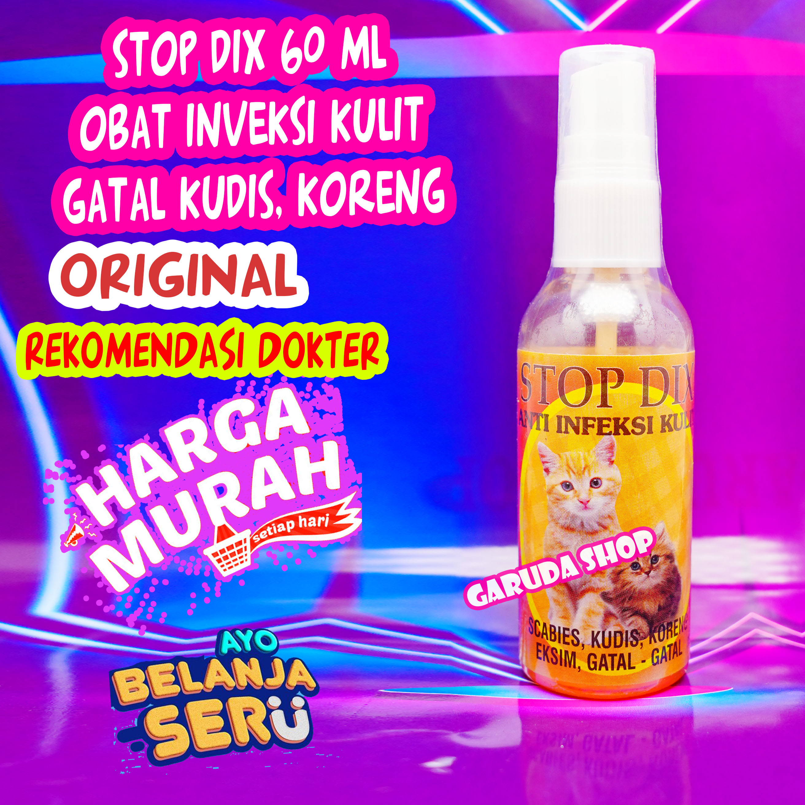 LEBIH AMPUH STOP DIX SPRAY SCABIES KUCING JAMUR KORENG OBAT LUKA ...