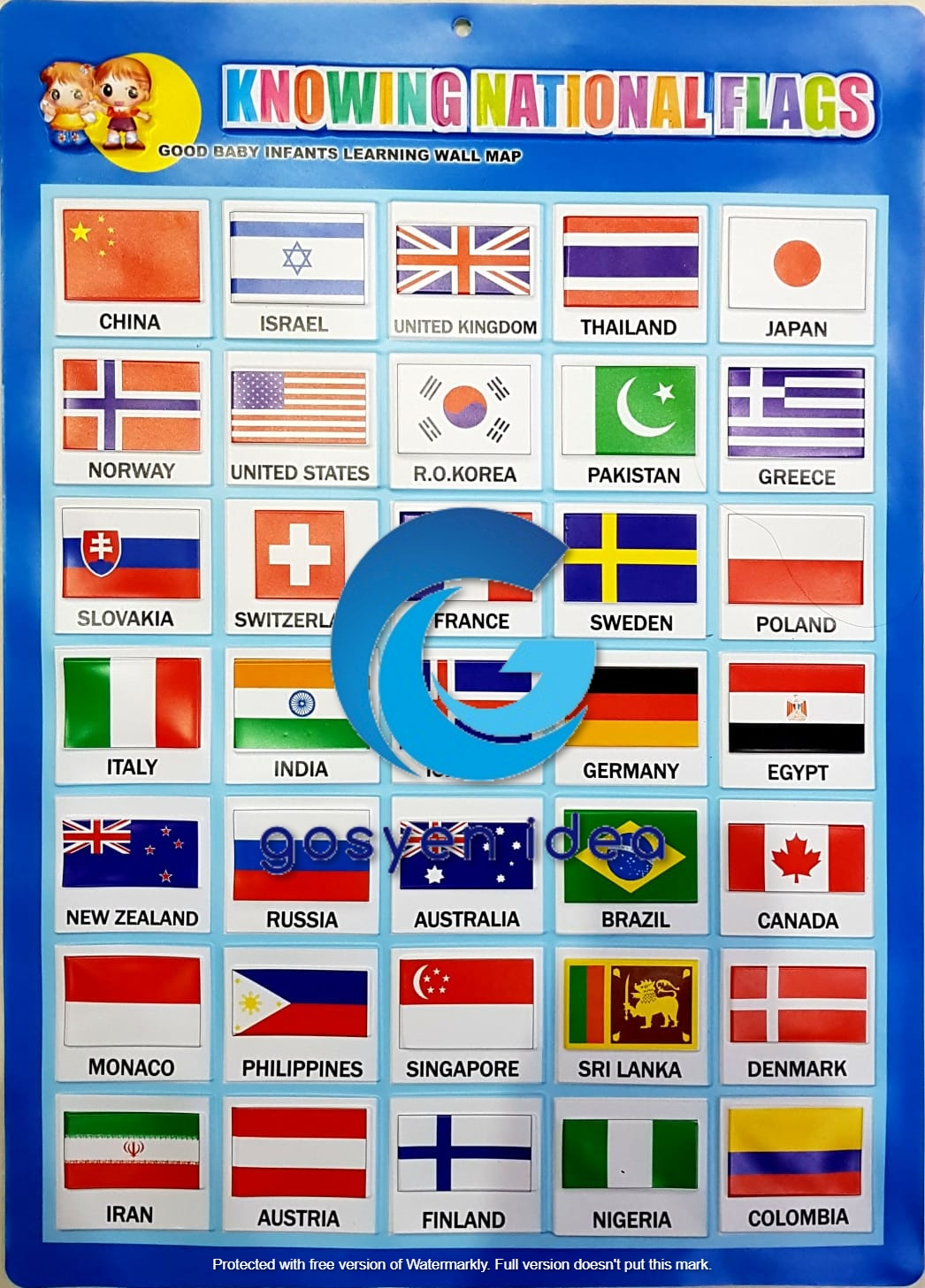 Poster Timbul Tempel Dinding Anak Belajar Bendera Dunia | Lazada Indonesia