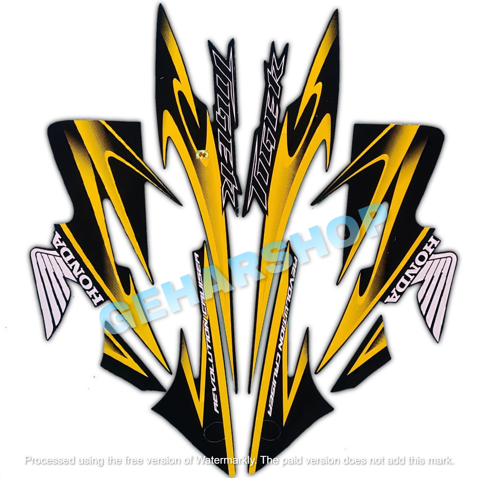 STIKER STRIPING MOTOR HONDA TIGER REVO 2013 FULL HITAM KUNING SEPASANG ...