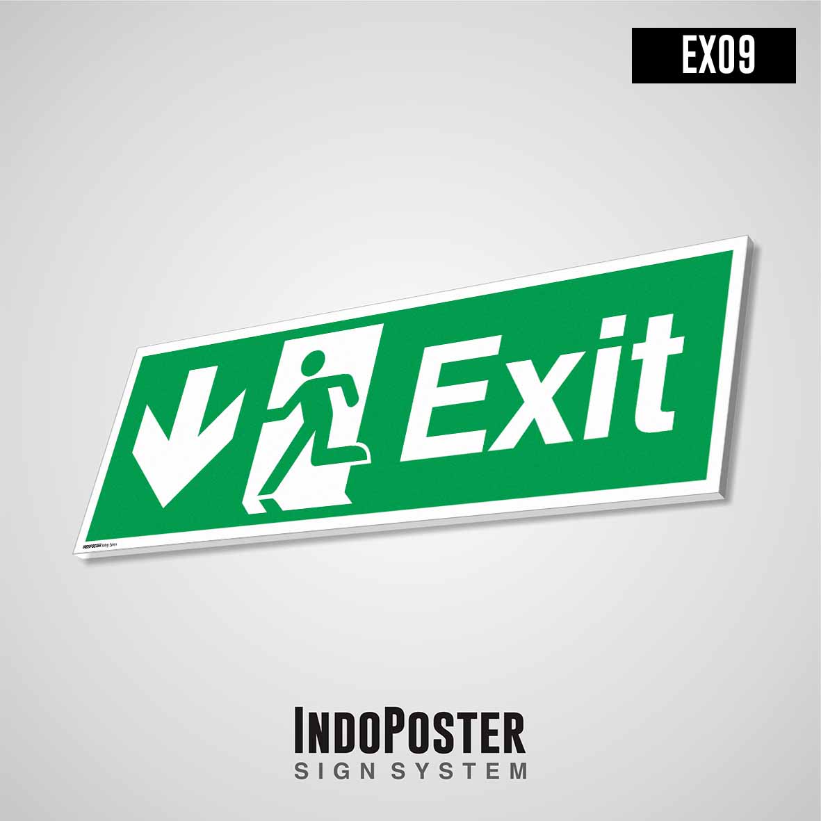 Safety Sign Emergency Rambu K3 PVC Tanda EXIT Keluar Arah Bawah Kiri ...