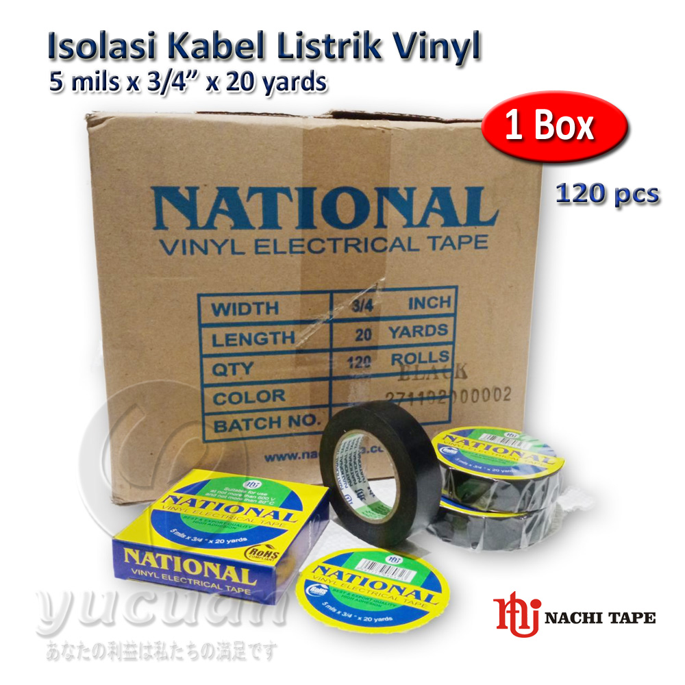 NATIONAL - 1 Box 120 pcs Isolasi Kabel Listrik Vinyl Electrical Tape 5 ...