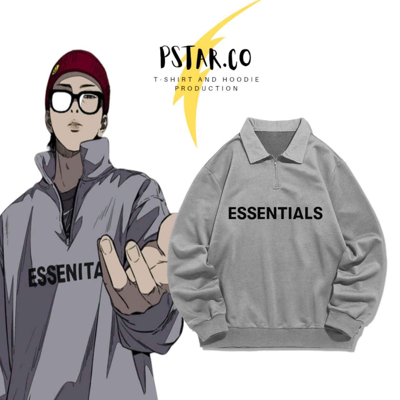 Jaket Halfzip Essentials Jayjo Windbreaker Manhwa Outfit | Lazada Indonesia
