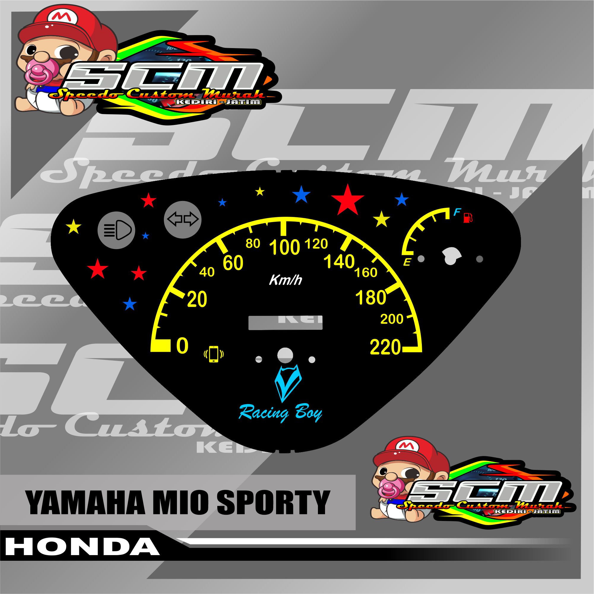 papan speedometer custom mio sporty racing boy kuning panel spido meter ...