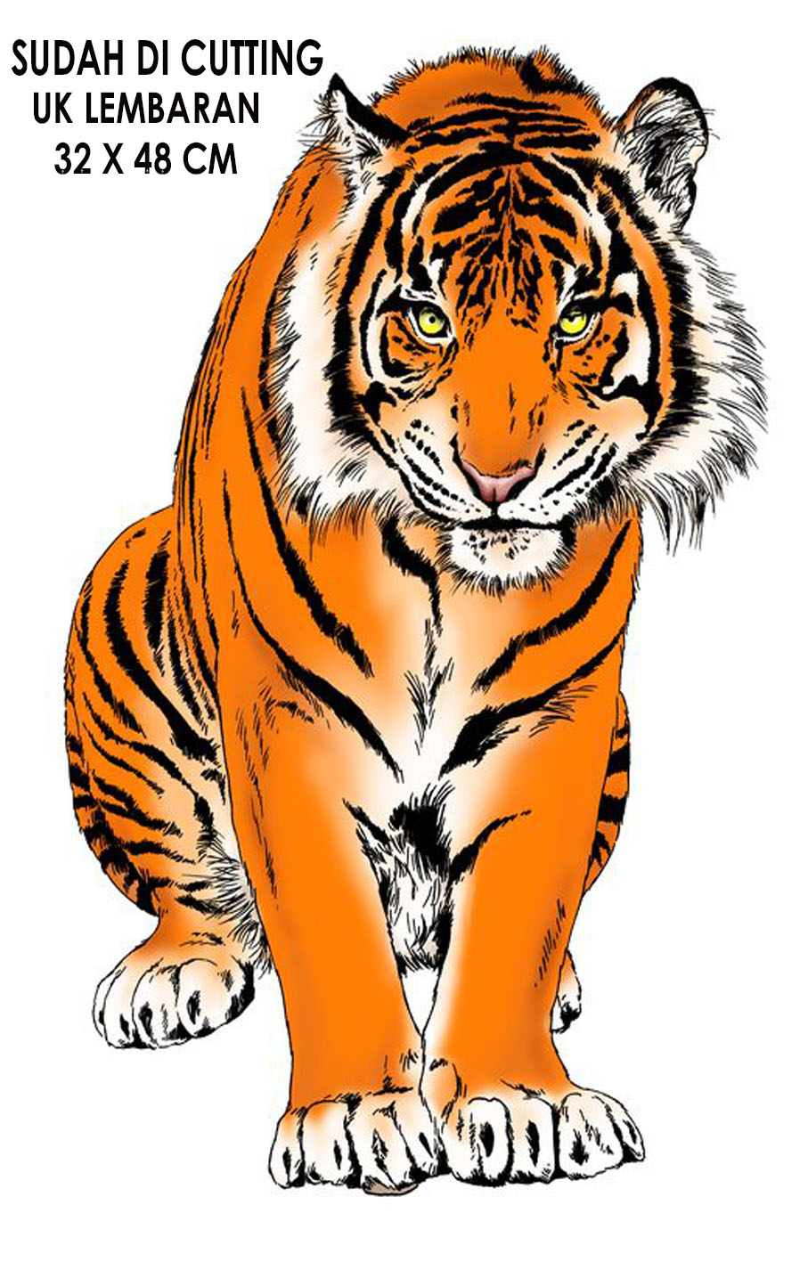 Sticker vinyl sudah dicutting gambar macan kuning uk 32 x 48 cm ...