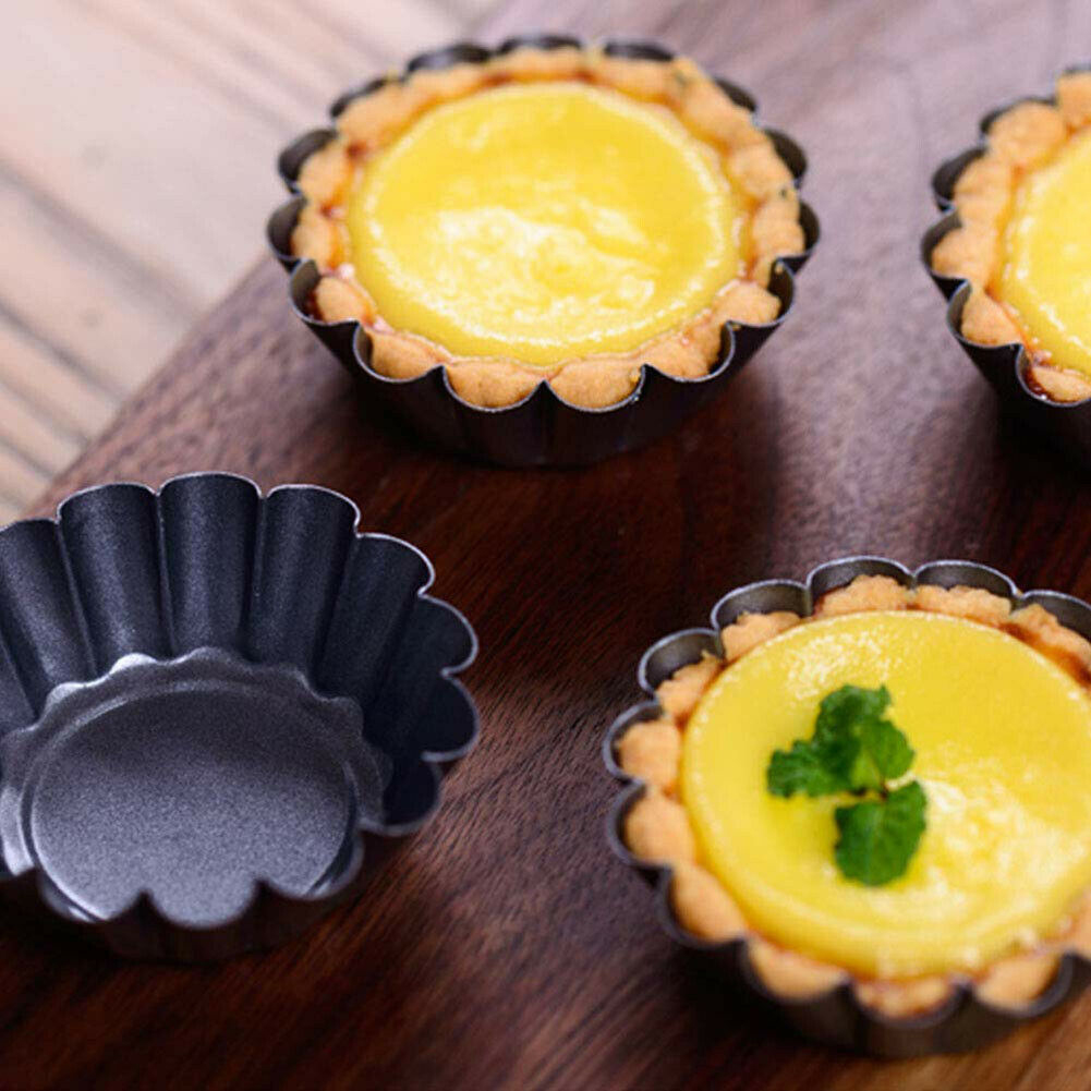 Deyln 5/10pcs Reusable Silver Carbon steel Cupcake Egg Tart Mold Cookie ...