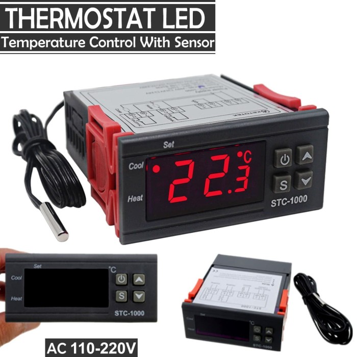 Thermostat LED Digital Temperatur Control with Sensor dual Relay ...