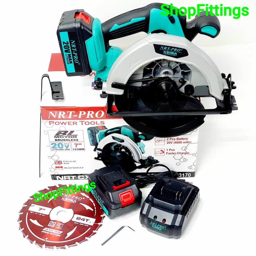 NRT Cordless Circular Saw 7" Gergaji Sirkel Baterai Brushless CX 58 DC ...