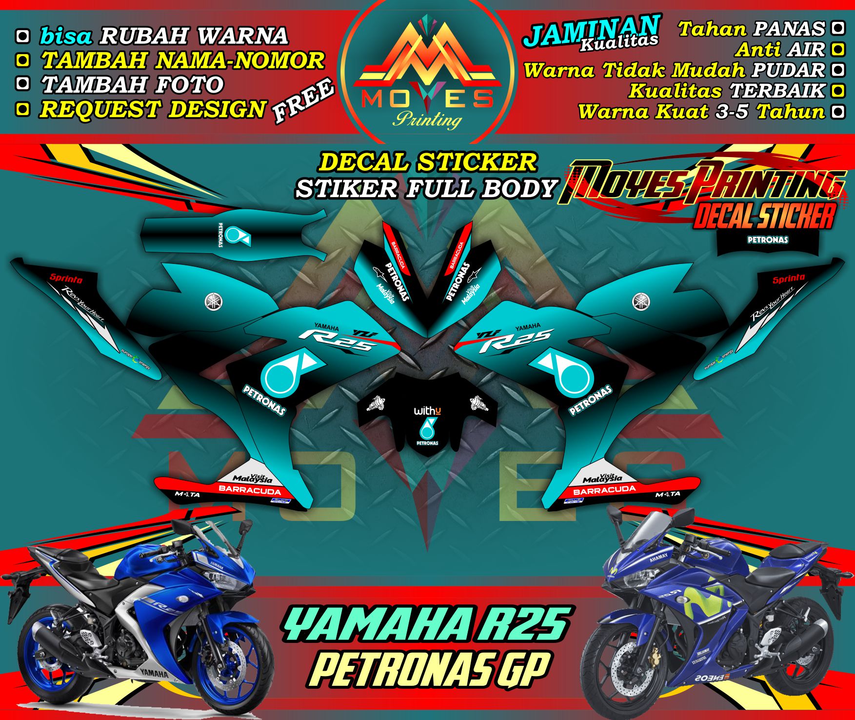 Stiker Yamaha R25 Sticker Motor Fullbody Yamaha R25 Petronas Gp stiker-yamaha-r25-sticker-motor-fullbody-yamaha-r25-petronas-gp