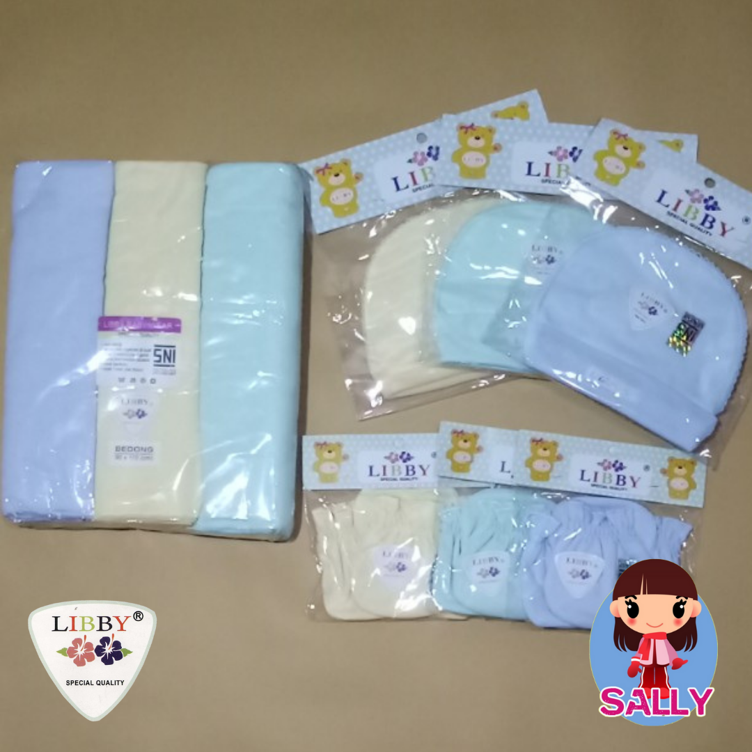 Libby - Paket Hemat 3 Bedong Topi Sarung Tangan Kaki Bayi Pernel Polos ...