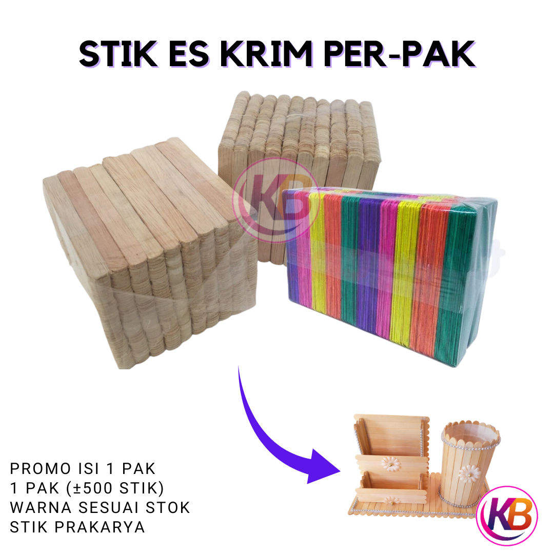 1 Pak (±500 Pcs) / Stik Es Krim Polos / Stik Es Krim Warna / Stick Ice ...