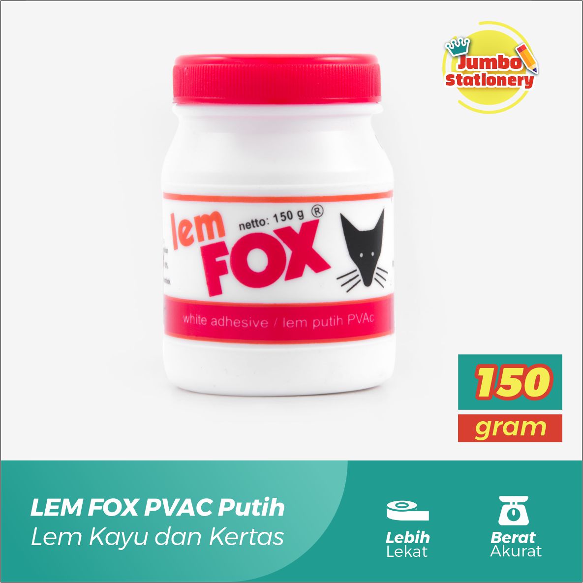 FOX Lem Kayu Serbaguna Lem Putih 350 Gram Lem kertas Lem Bahan Slime ...
