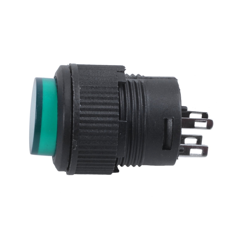 2 Pcs 4 Terminals Green LED Lamp Momentary Push Button Switch DC 3V ...