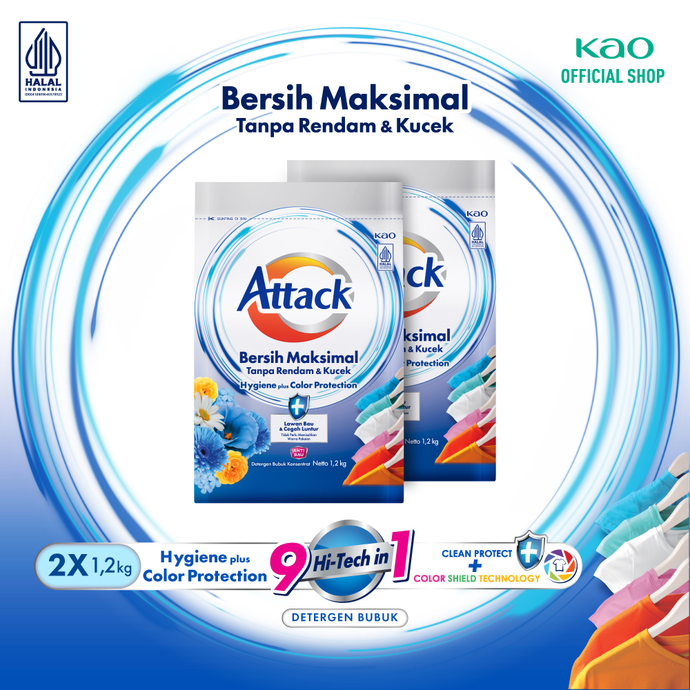 Attack Hygiene Plus Protection Deterjen Bubuk Semua Jenis Mesin Cuci ...